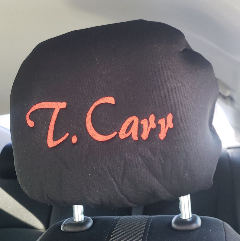 Personalized Embroidered Car Seat Headrest Covers, Custom Logo or Name ...
