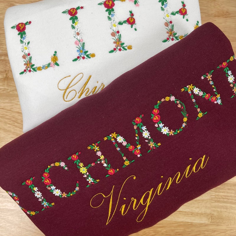 Embroidered Sweatshirt - Etsy