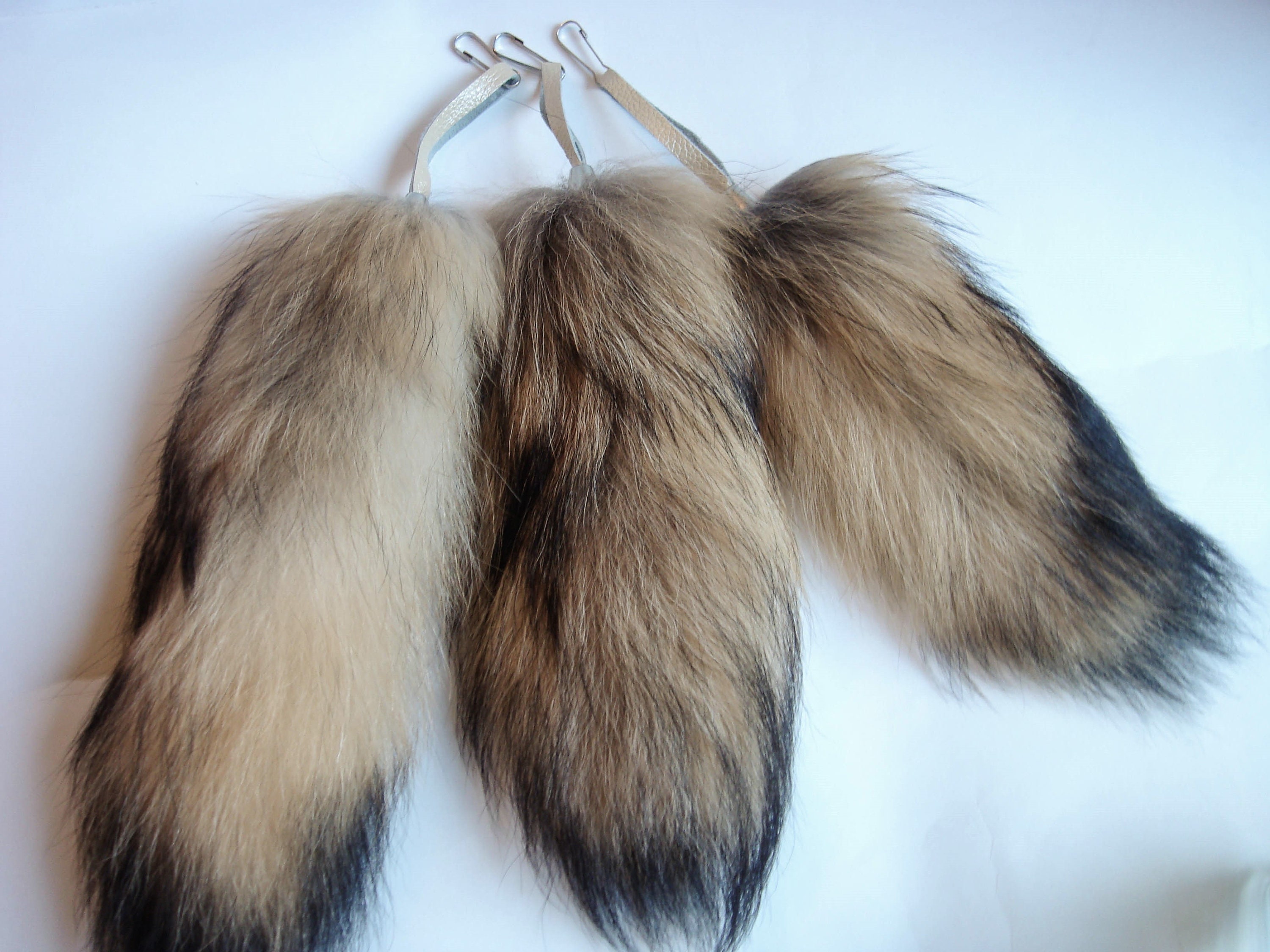 Cola de mapache llavero de bolsa colgante de piel | Etsy