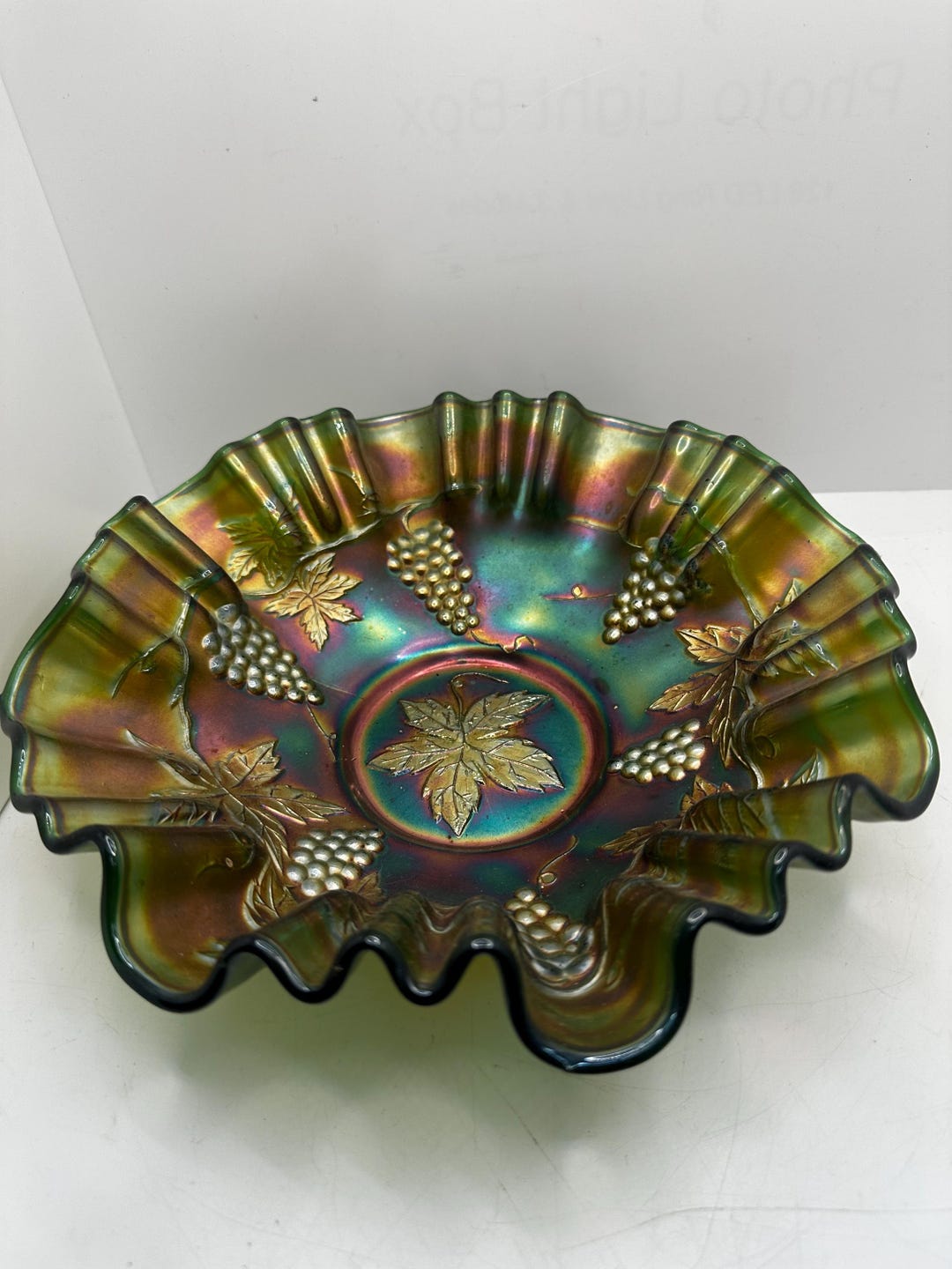 Fenton Carnival Glass 9 Inch Emerald Bowl - Etsy