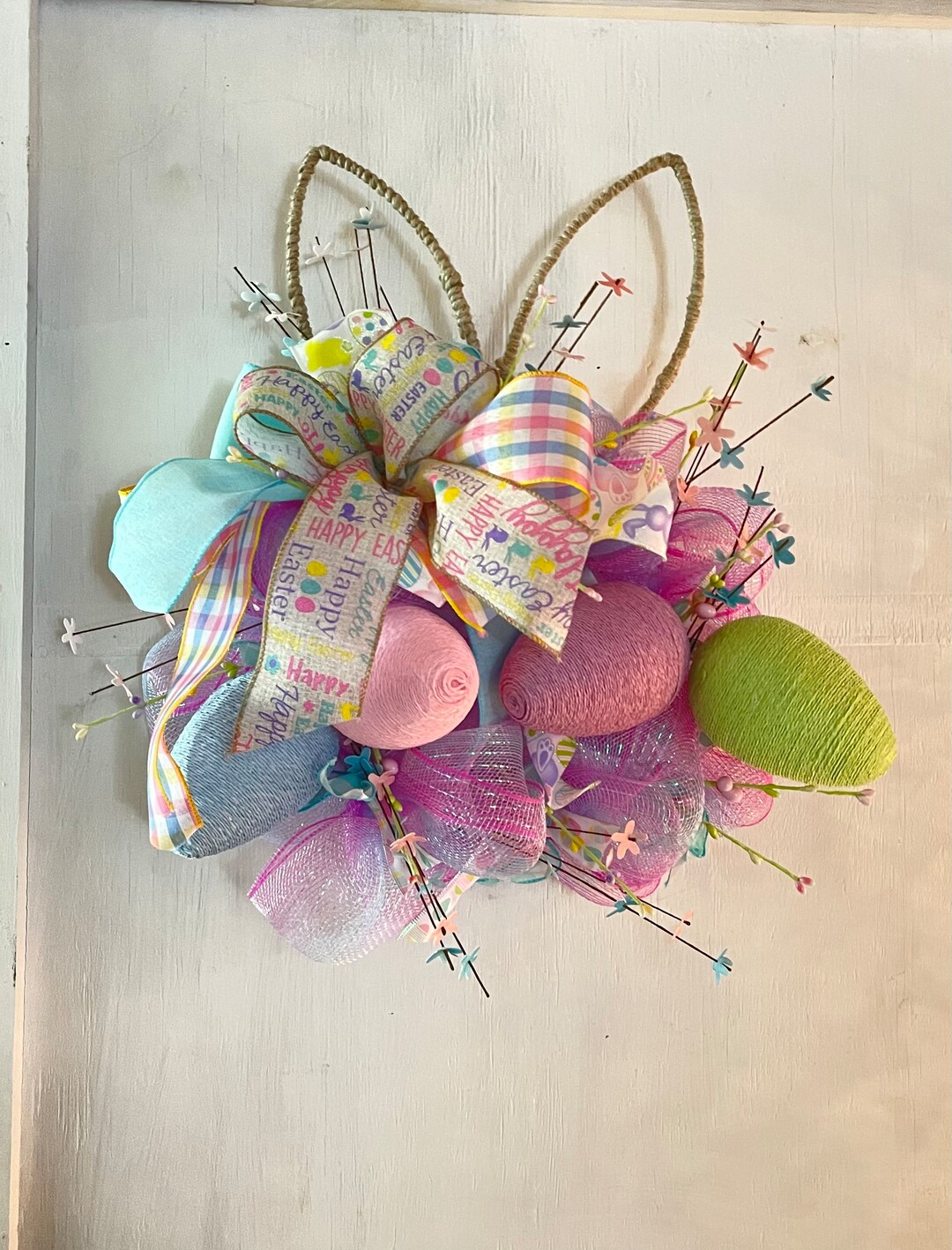 Easter Bunny and Easter Egg Deco Mesh Wreath - Etsy