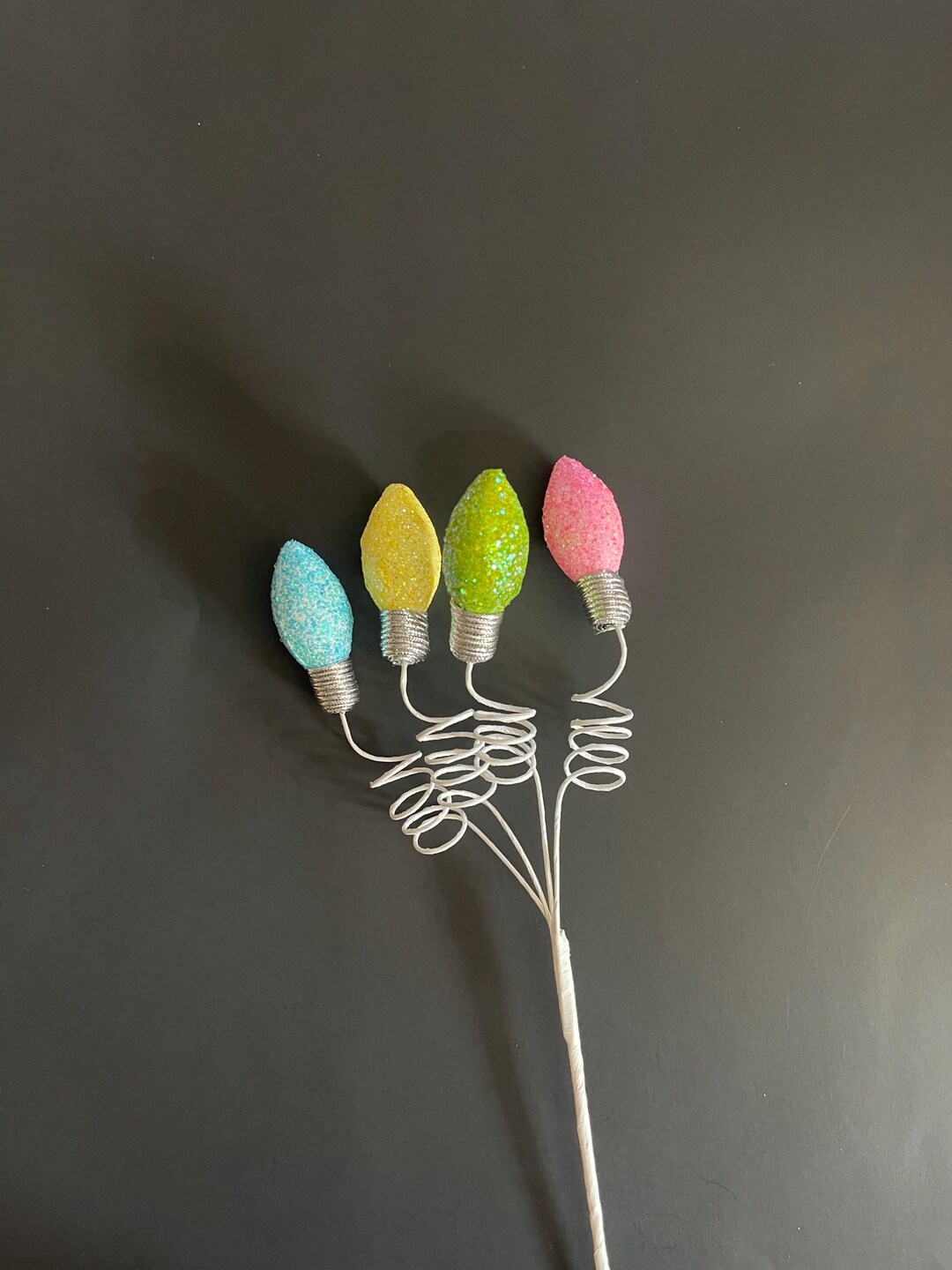 Christmas Pastel Glitter Light Bulb Pick - Etsy