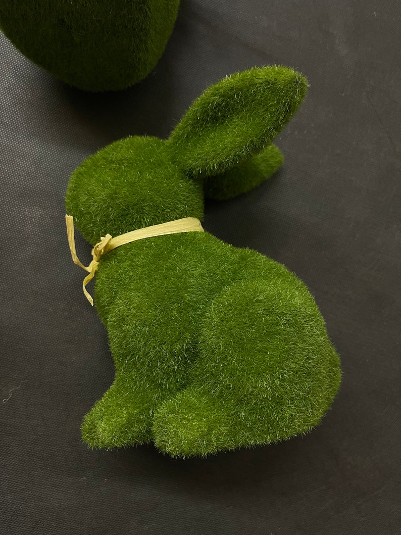 Green Flocked Bunny Figurines - Etsy