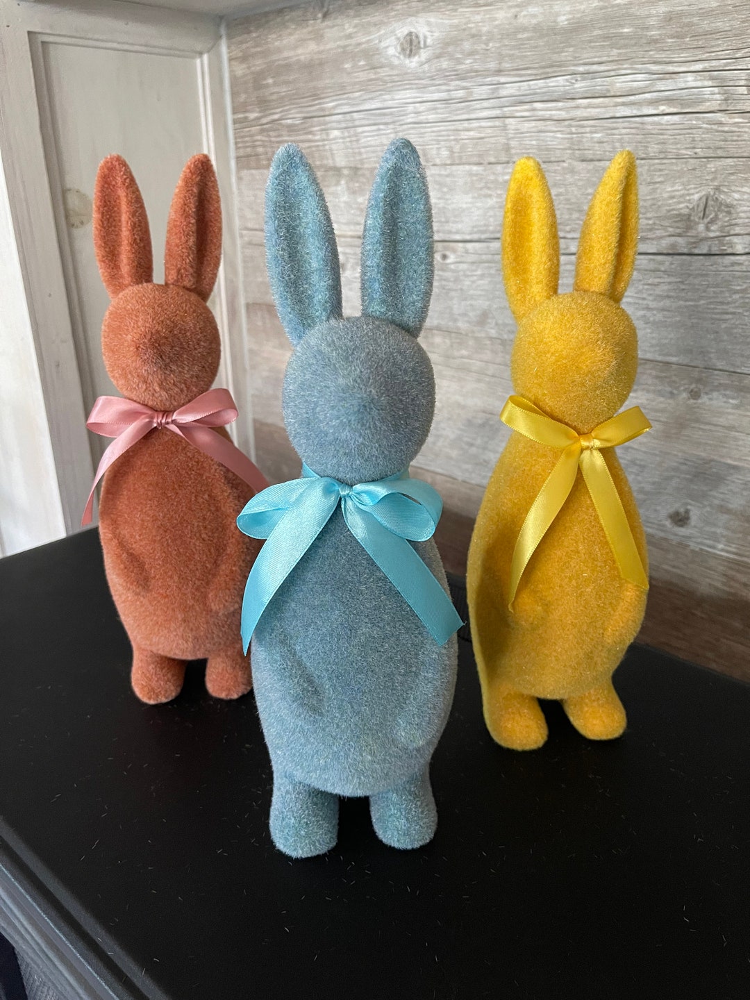 12” Flocked Bunny Decor - Etsy