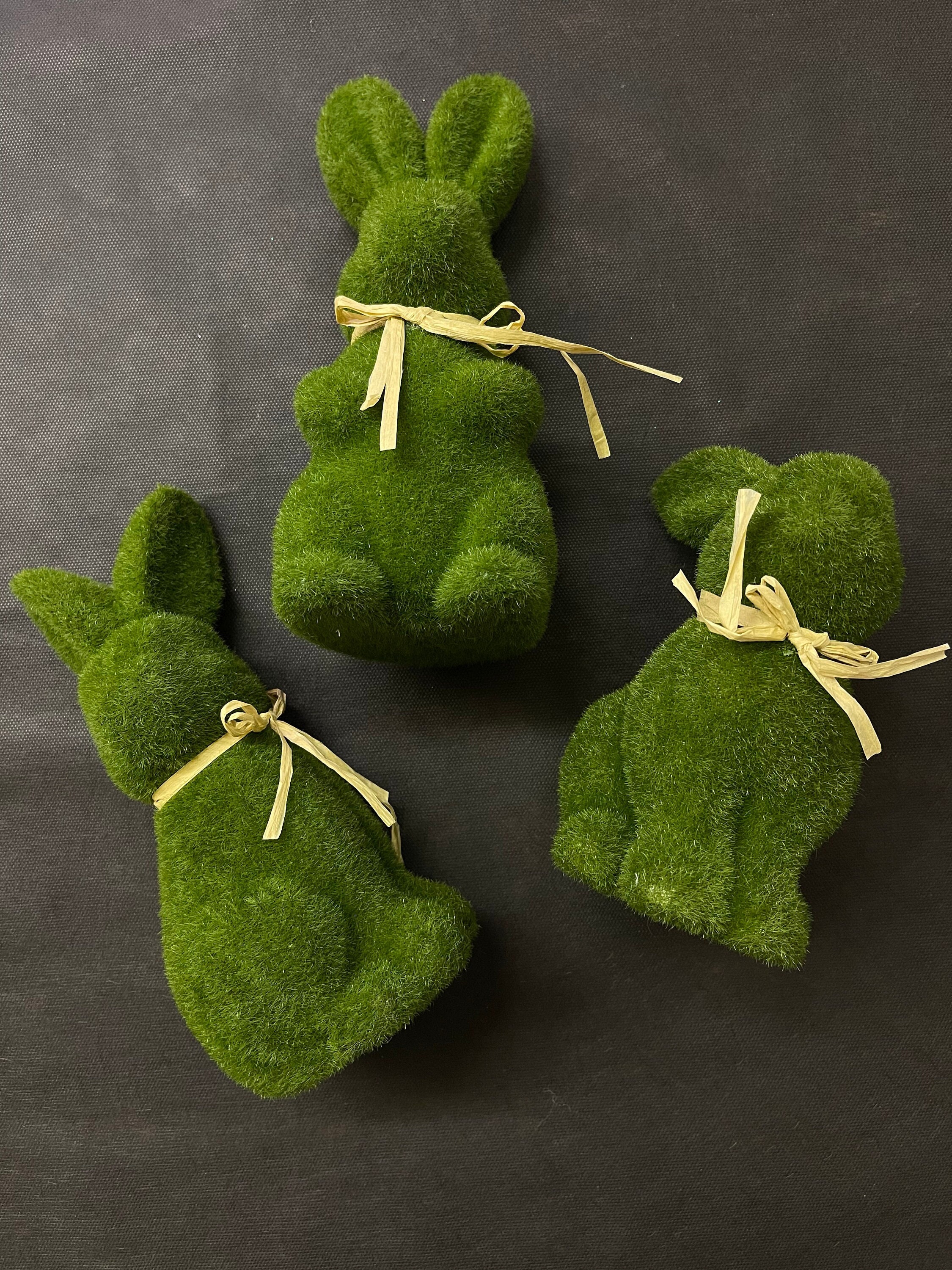 Green Flocked Bunny Figurines - Etsy