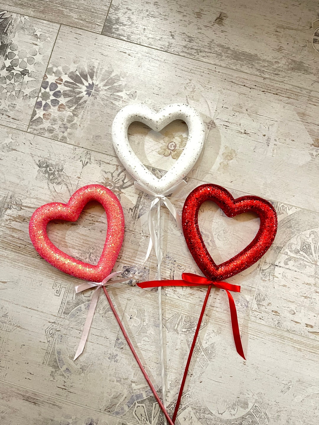 Valentine Glitter Cutout Heart Pick - Etsy