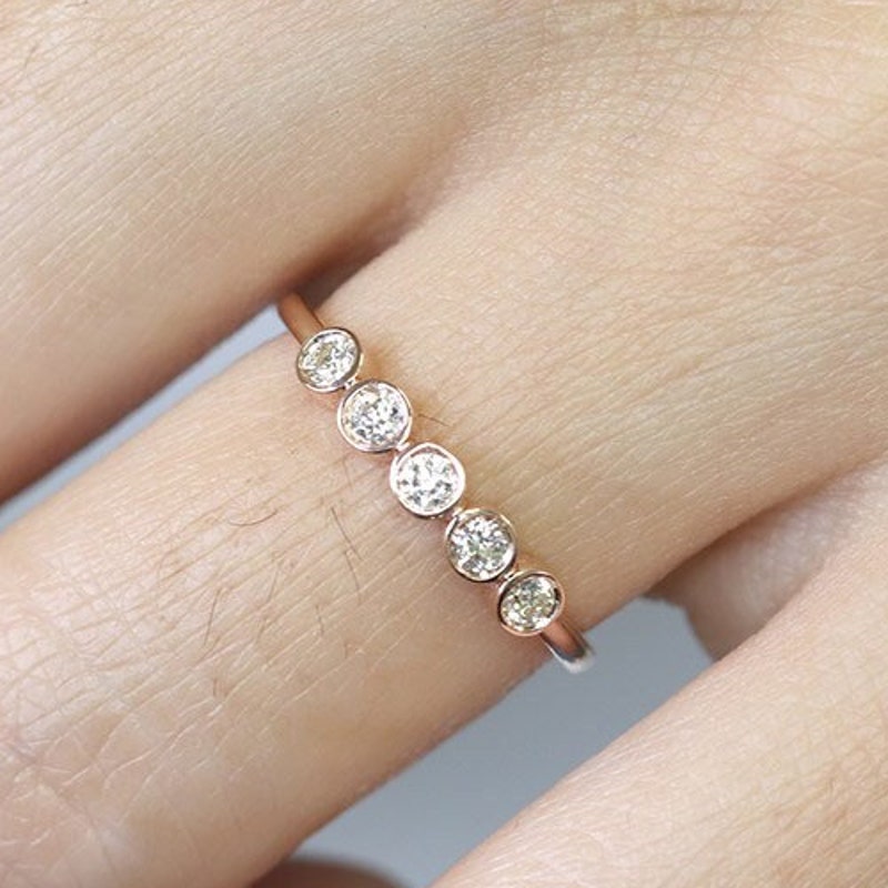 5 Diamond Ring - Etsy