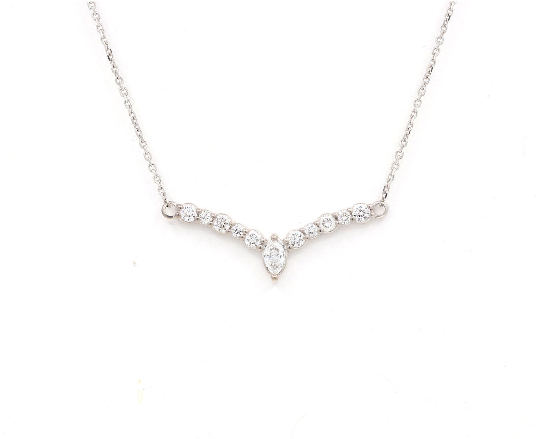 14K Diamond Chevron Necklace / Diamond Necklace / Chevron Necklace ...