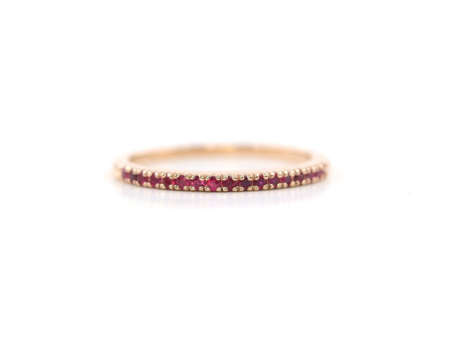 14K 0.15CT Ruby Half Eternity Wedding Band / Ruby Ring / Ruby - Etsy