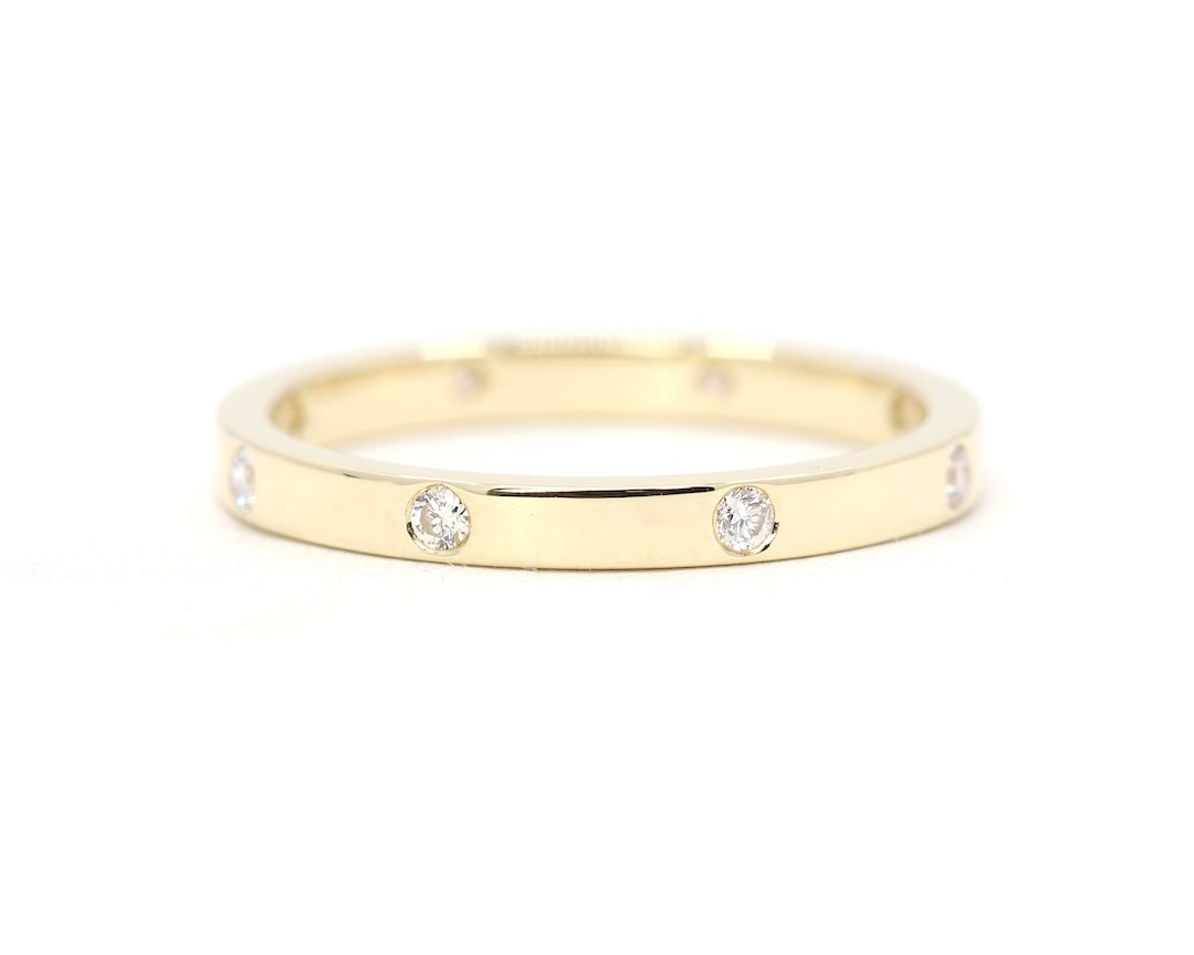 14K 8 Diamond Simple Wedding Band / Diamond Ring / Engagement Band ...