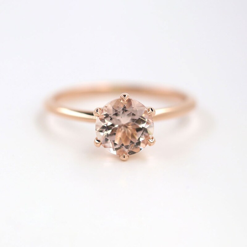Morganite Solitaire - Etsy