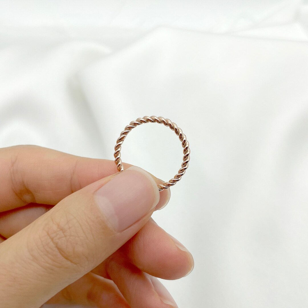 14K 2mm Twisted Rope Ring / Twisted Band / Rope Ring / Wedding Band ...