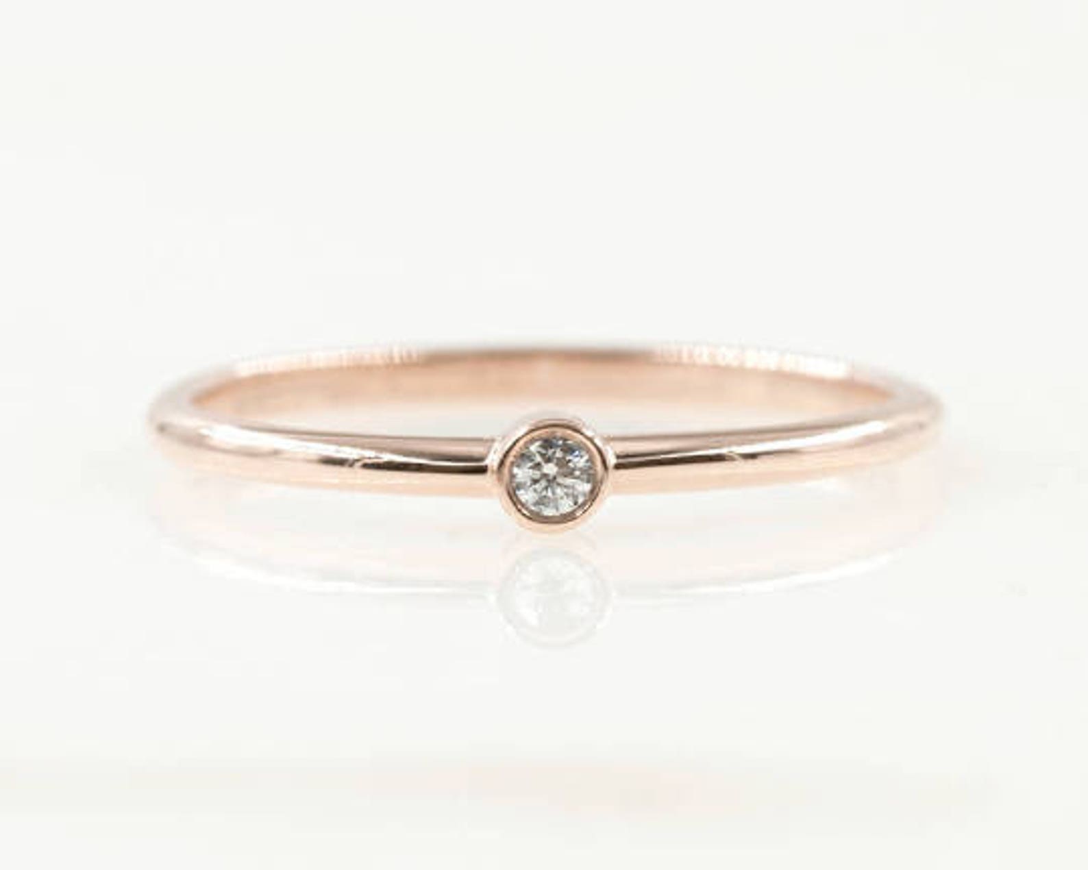 14K Diamond Bezel Wedding Band / Diamond Bezel Ring / Diamond - Etsy