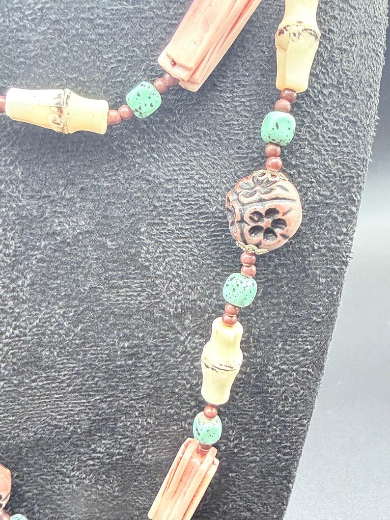 Vintage Southwestern Tribal Long Beaded Necklace - Etsy