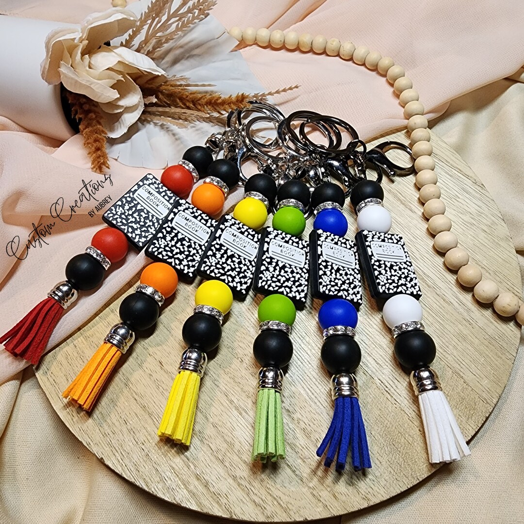 Composition Book Silicone Keychain-silicone Bead - Etsy