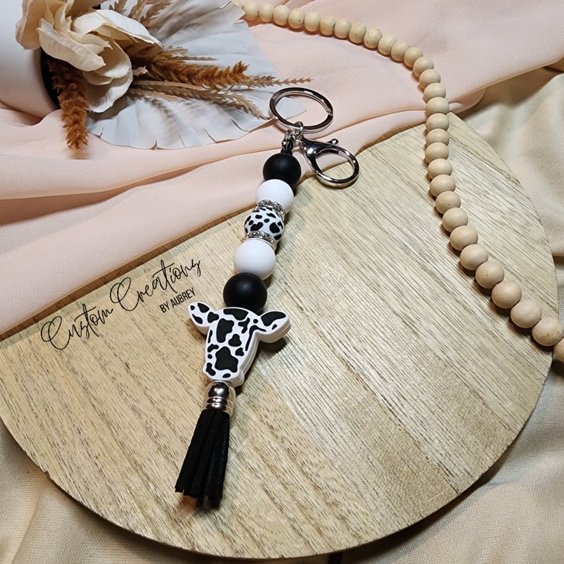 Cow Keychain-cow Head Keychain-cow Print Keychain-western Silicone ...