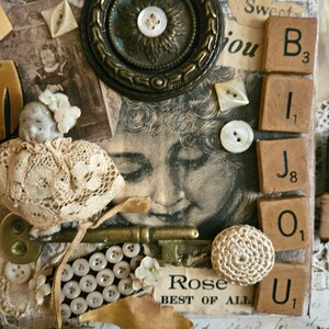 Mixed Media Collage Assemblage in Swing Frame,antique Doll,trims ...