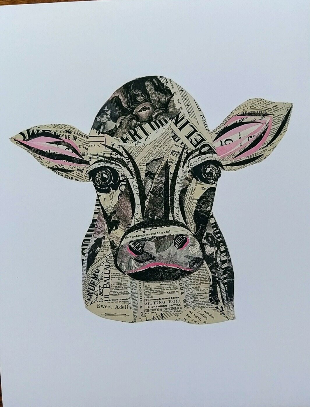 SWEET Adeline The Cow Collage Giclee Print Original Created | Etsy
