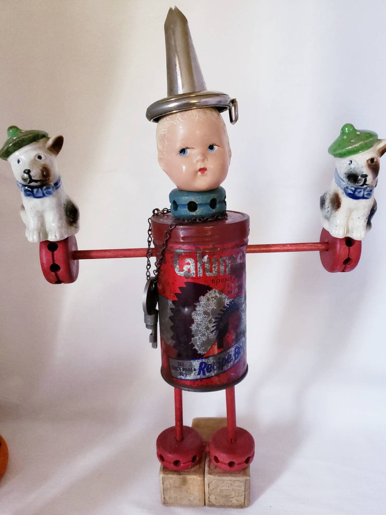 Altered Doll Assemblage, Dogs,Advertising Tin, Tinker Toys, Steampunk ...