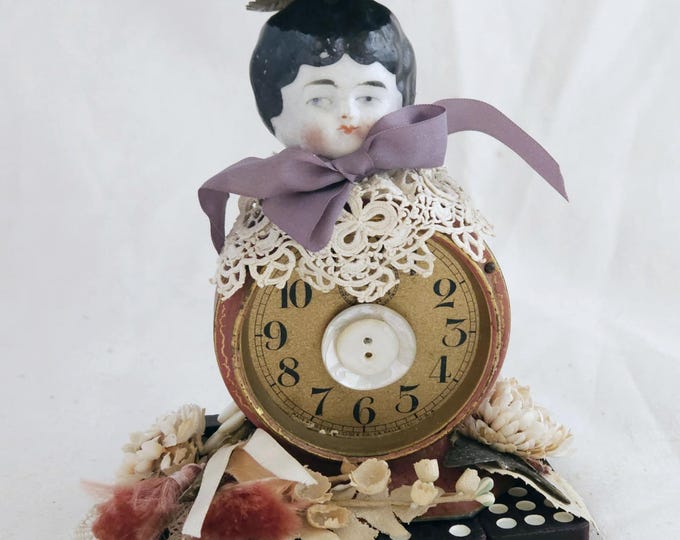 Victorian Romantic Altered Alarm Clock Assemblage - Whimsical ...