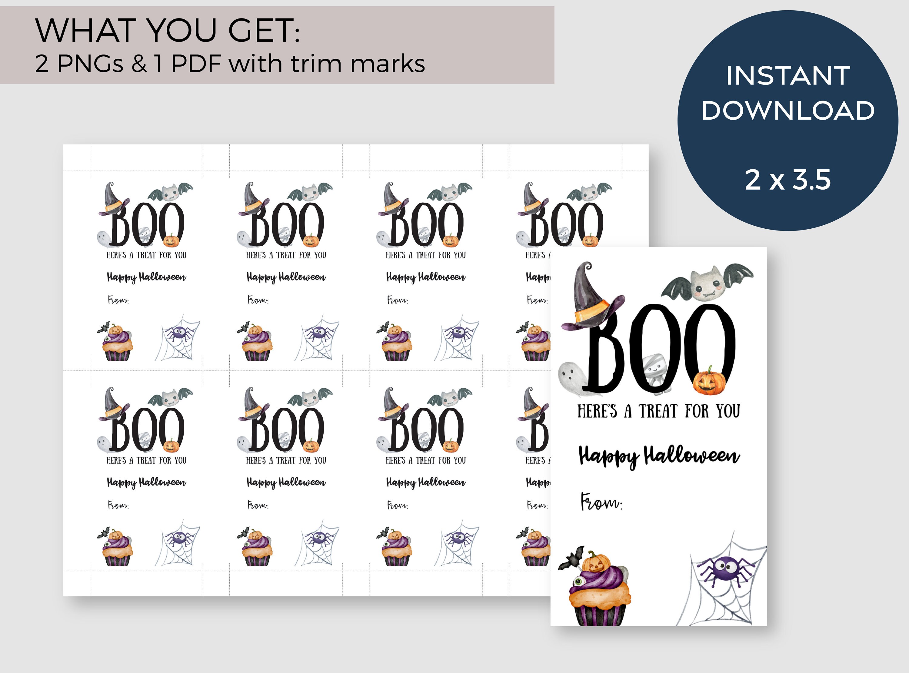 Boo Here's a Treat for You, Halloween Gift Tag, Printable, Halloween ...