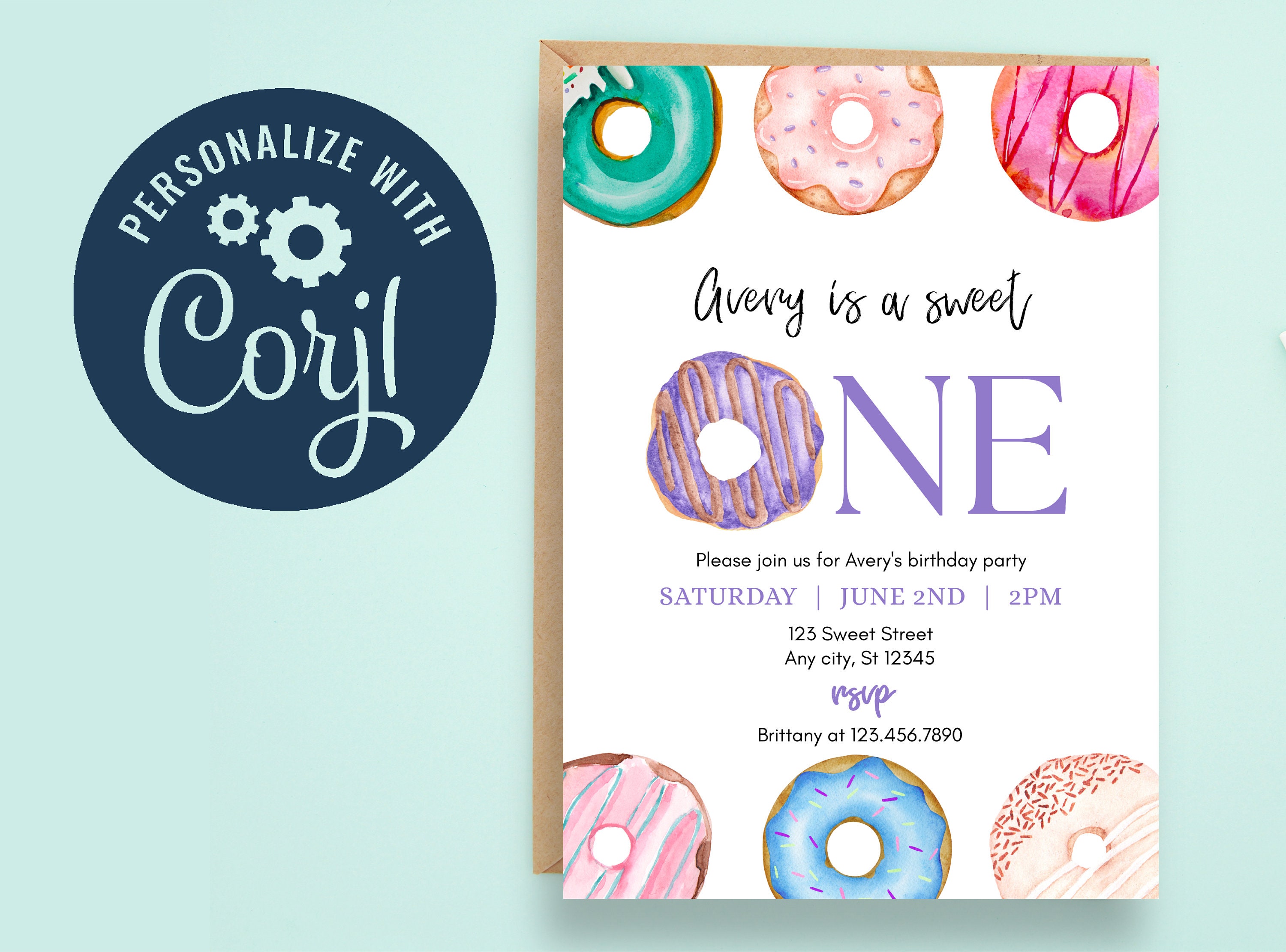 Sweet One Invitation, 1st Birthday Invite, Editable Invite, Printable ...