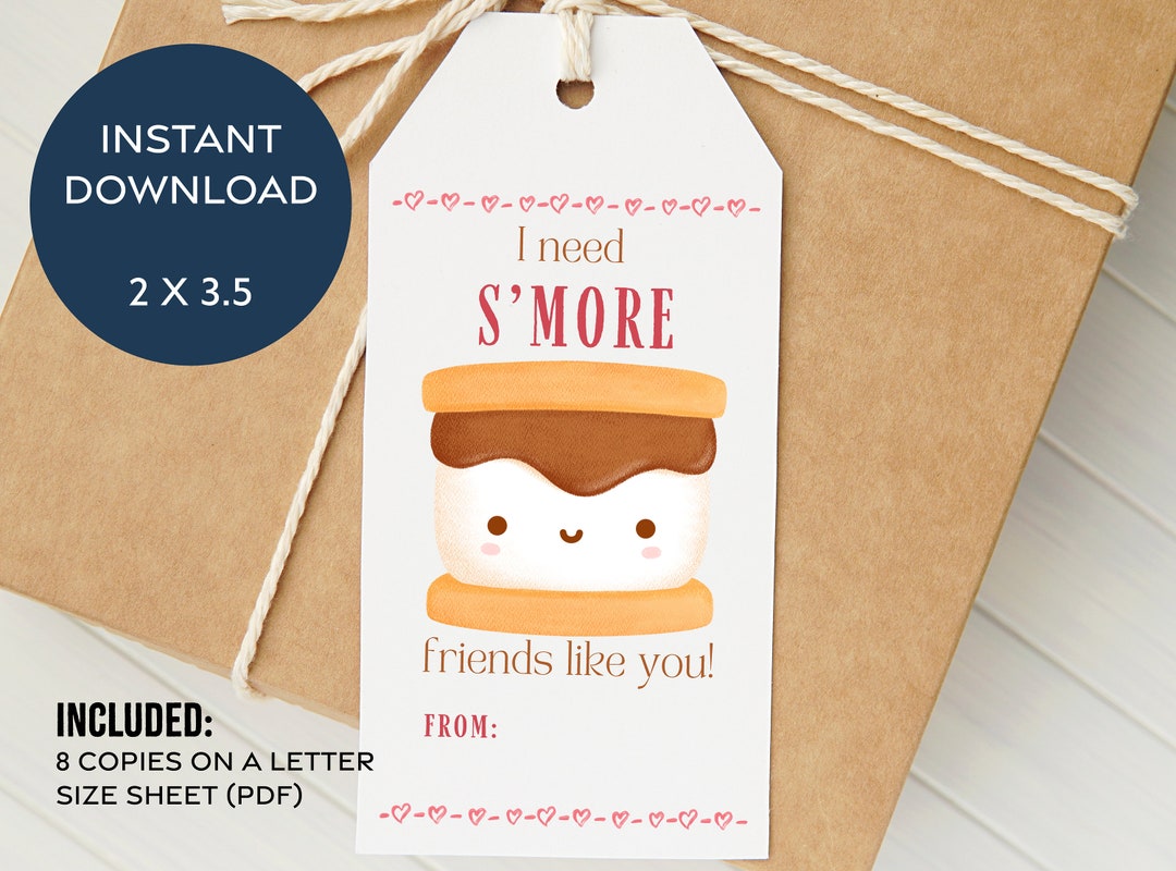 S'more Friends Like You, Valentines Gift Tag, Printable, Valentines Day ...