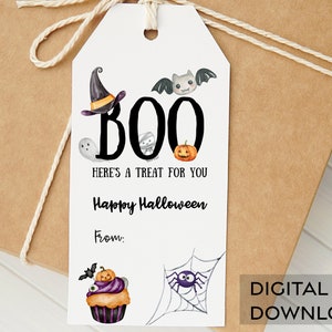 Boo Here's a Treat for You, Halloween Gift Tag, Printable, Halloween ...