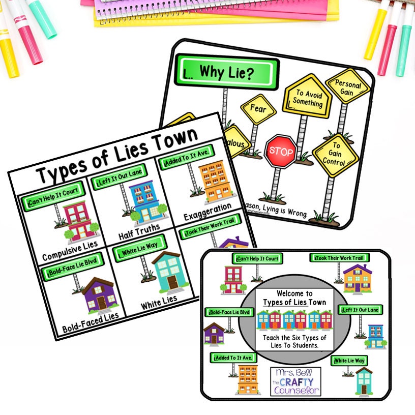 Types of Lies Town | Lesson on Honesty and Lying and Truth-telling - Etsy