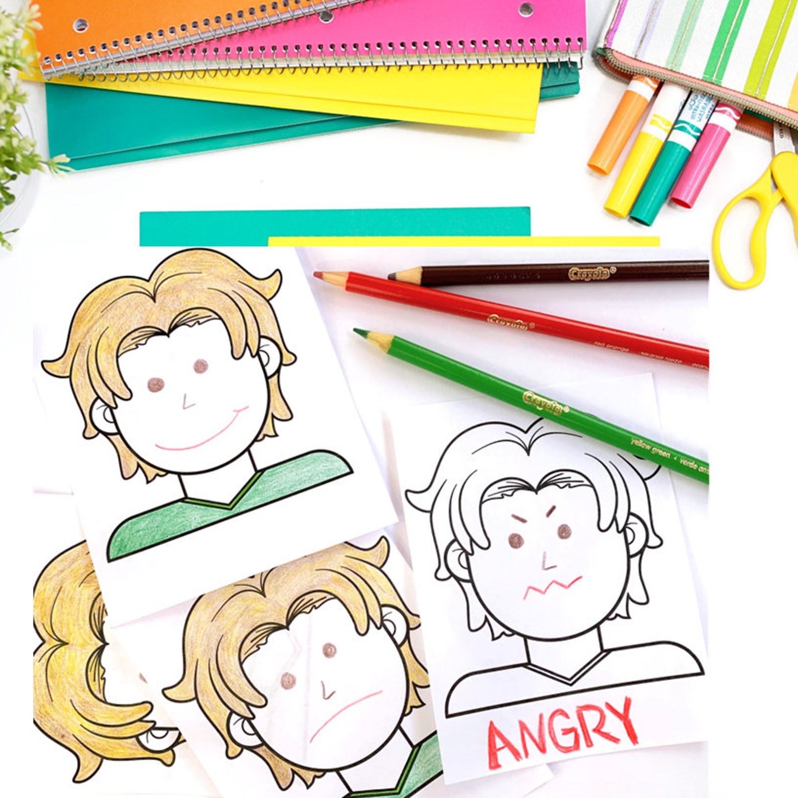 Identifying Feelings and Emotions | Face Trace Printer Friendly ...