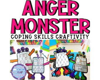 Anger Monster Activity, Anger Management for Kids Workbook, Worksheets ...