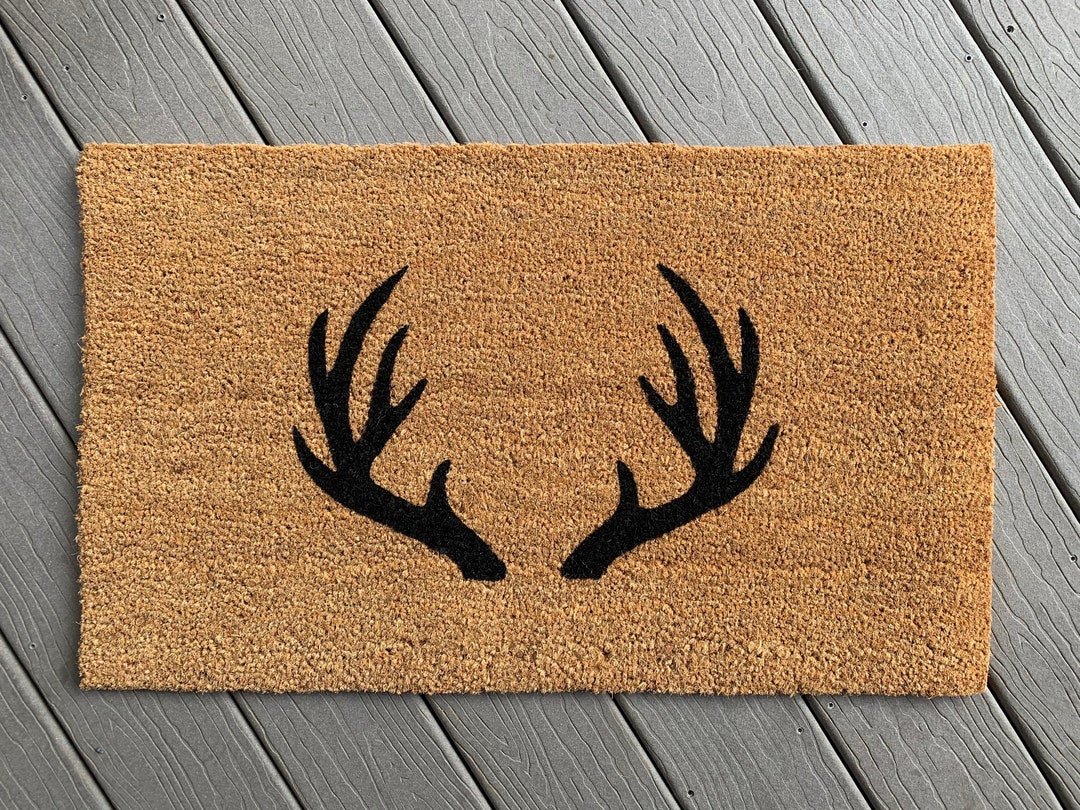 Hand-painted Antler Coir Doormat - Etsy