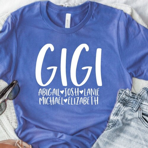 Personalized Gigi T-shirt With Grandkids Names Gigi Shirt | Etsy