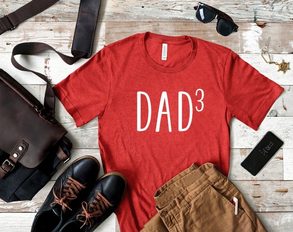 Dad of Three Heather Red T-shirt Dad 3 Shirt Dad Shirts - Etsy