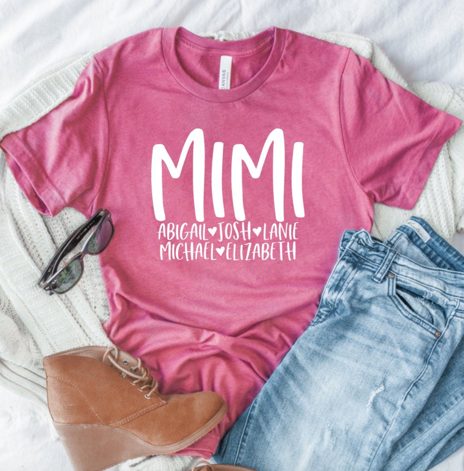 Personalized Mimi T-shirt With Grandkids Names Mimi Shirt - Etsy