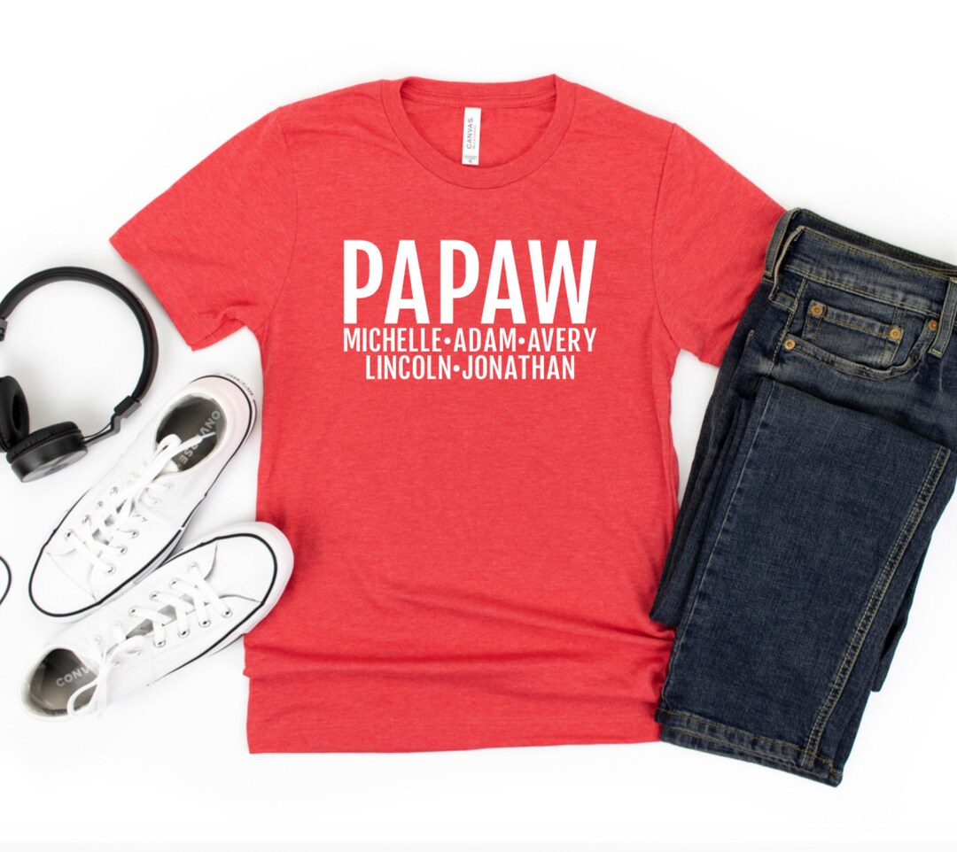 Personalized Papaw T-shirt With Grandkids Names - Etsy