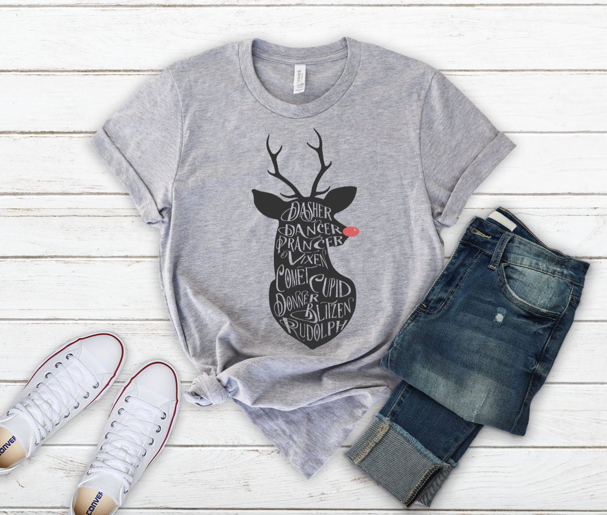 Christmas Reindeer T-shirt Women's Christmas Shirt | Etsy