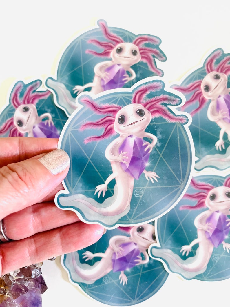 Axolotl Amethyst Crystal Vinyl Sticker: Pet Lover Gift - Etsy
