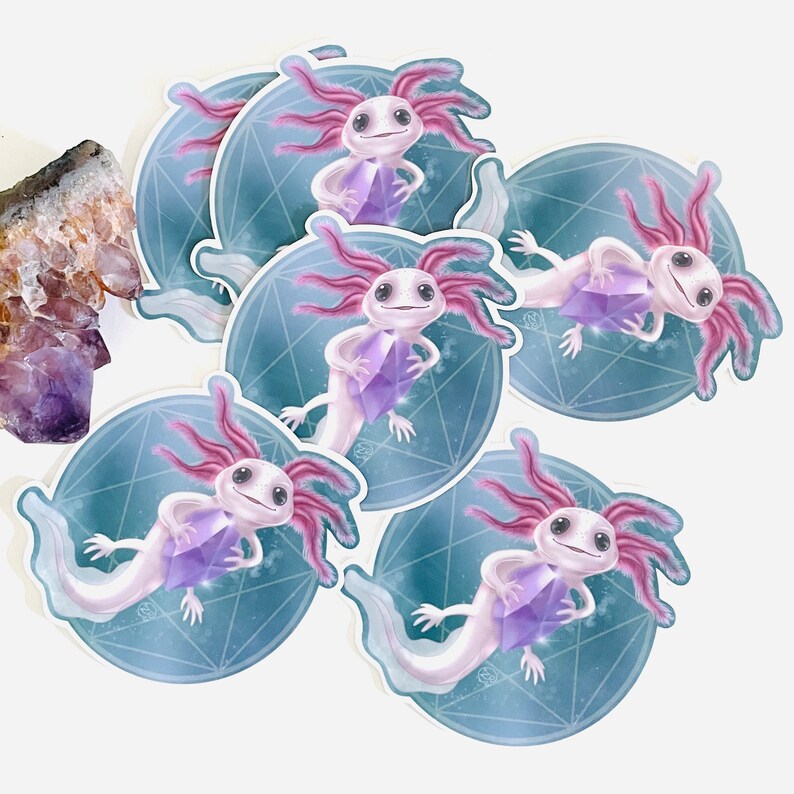 Axolotl Amethyst Crystal Vinyl Sticker: Pet Lover Gift - Etsy
