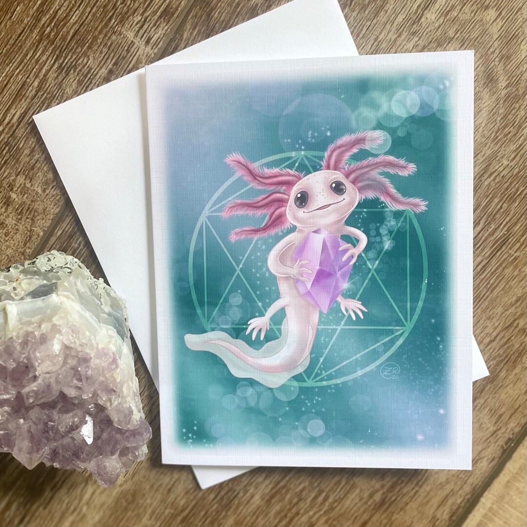 Axolotl Amethyst Greeting Card, Pet & Crystal Lover Gift - Etsy