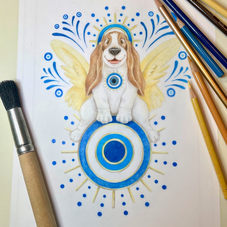 Basset Hound Evil Eye Card: Dog Lover Protection Gift - Etsy