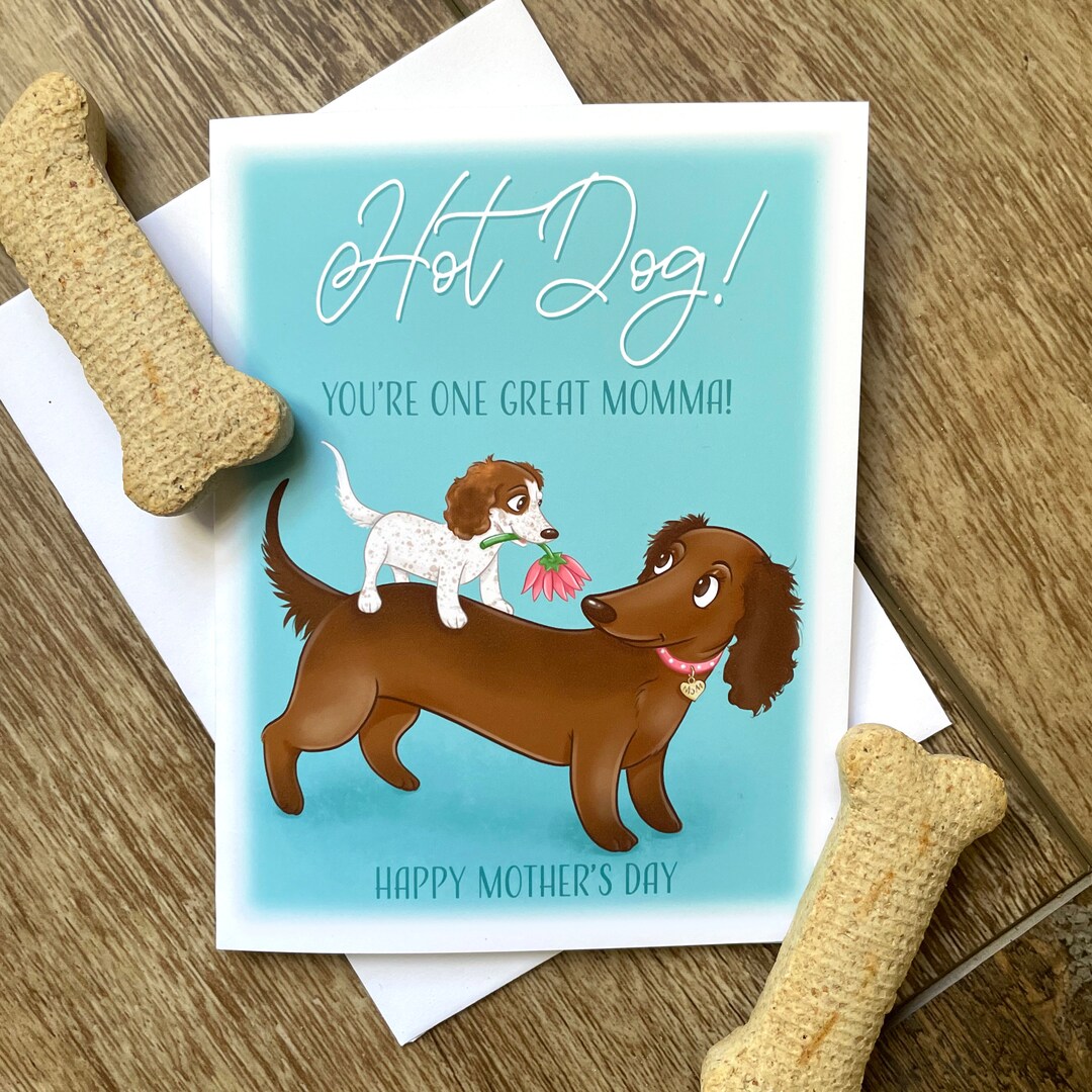 Dachshund Mother's Day Card: Doxi Mom & Pup Art - Etsy