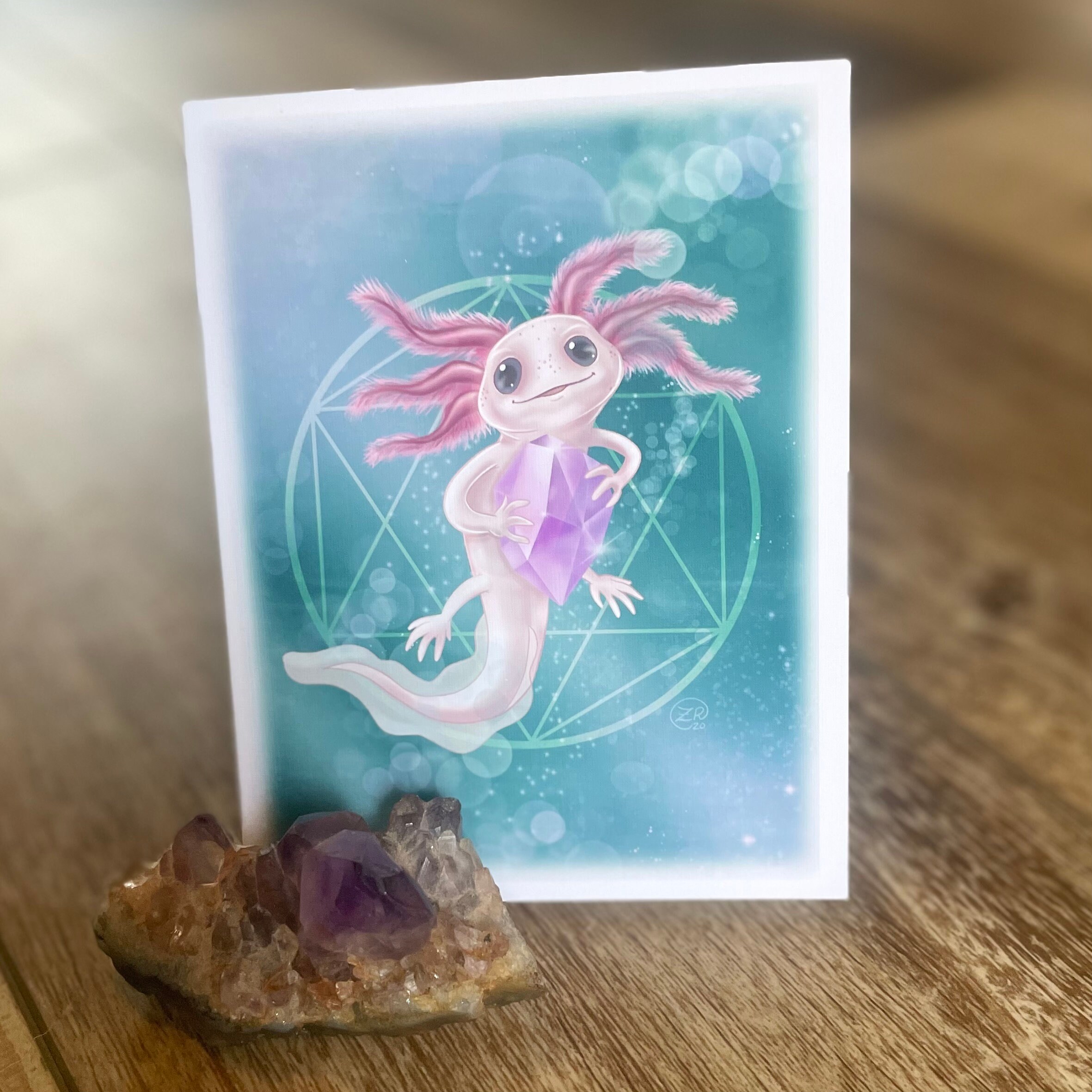 Axolotl Amethyst Greeting Card, Pet & Crystal Lover Gift - Etsy