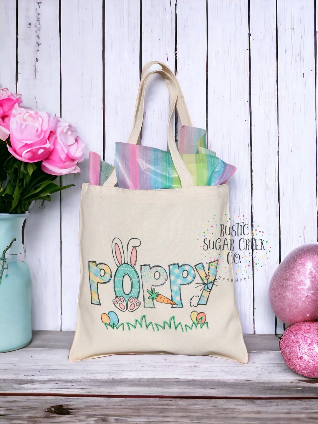 Personalized Easter Bag Easter Egg Hunt Tote Easter Basket Girl Custom ...