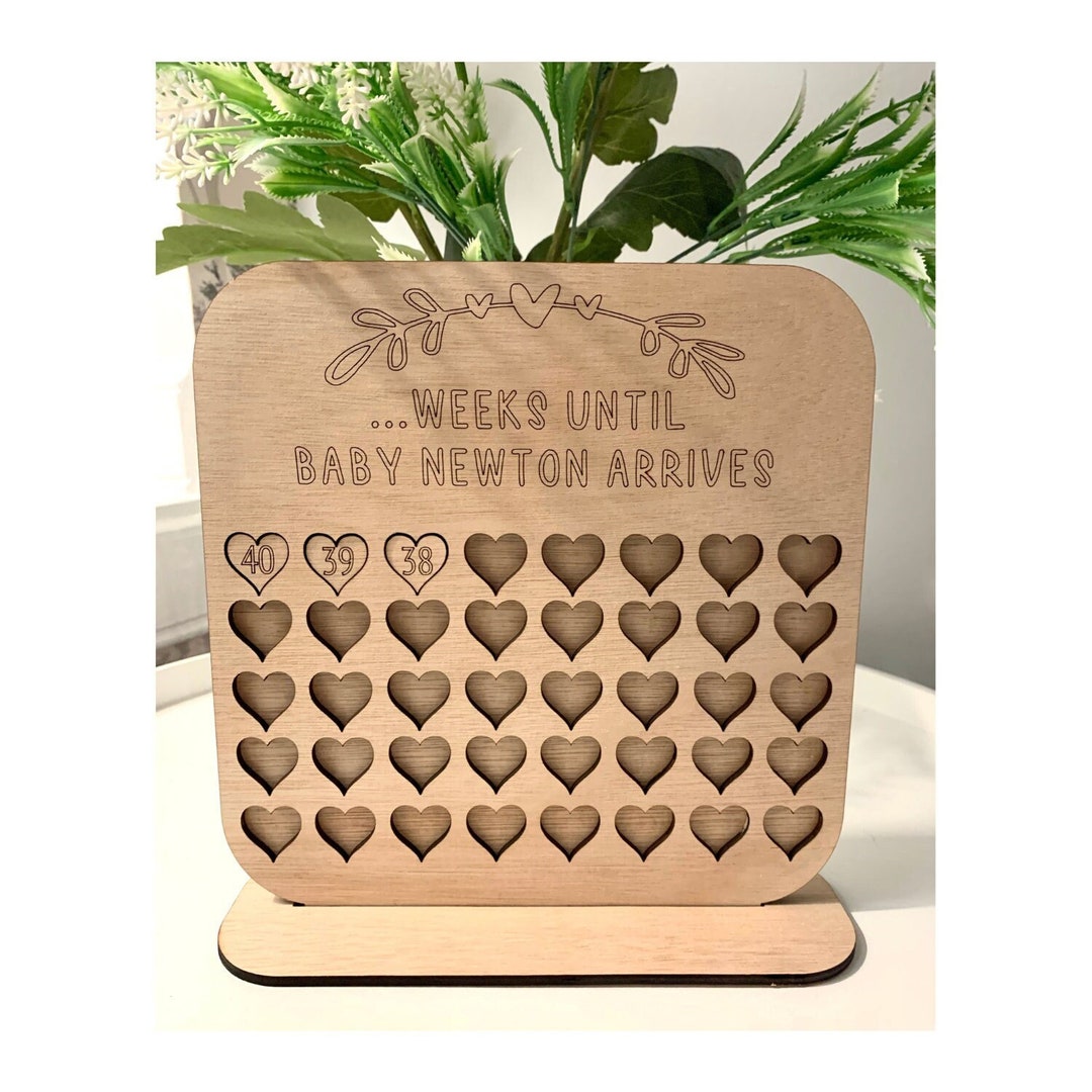 Wooden Pregnancy Countdown Tracker, New Baby Countdown, Gift for Mum to ...