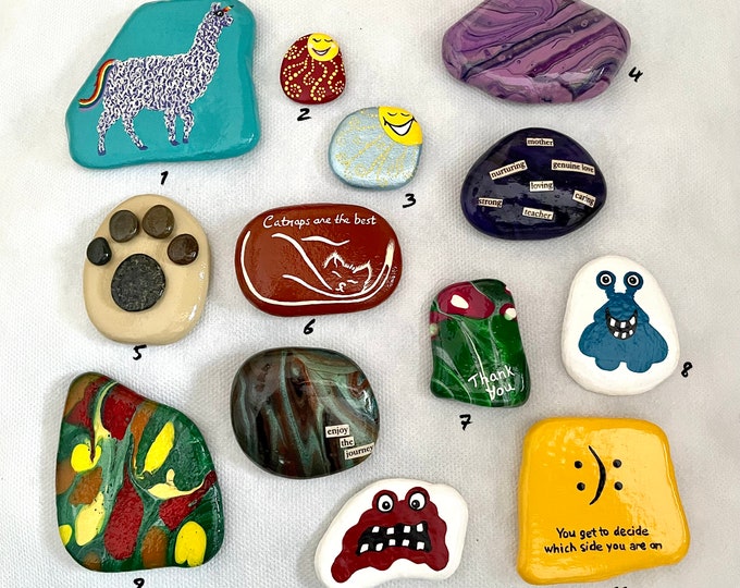 Giraffe Whimsical Art,handmade Painted Rock. Animal Giraffe Hand ...