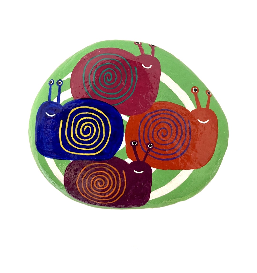Snails Painted Rock Cute Painted Snails Rock Uniques Snails Hand ...