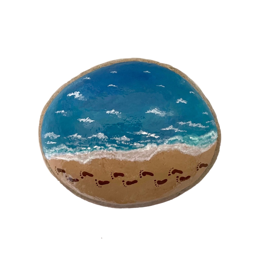 Footprints in the Sand Painted Rock Inspirational Poem Painted - Etsy