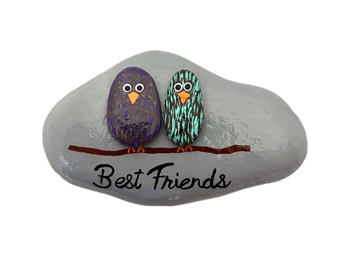 Best Friends Painted Rock Pebble Art Hand Painted Rock Best - Etsy