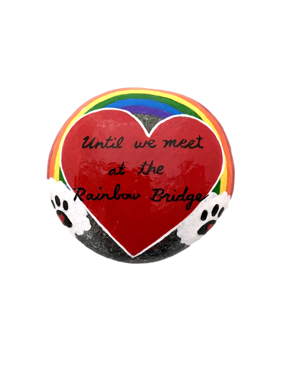 Rainbow Bridge Pet Memorial Painted Rock Dog Memorial Painted Rock - Etsy